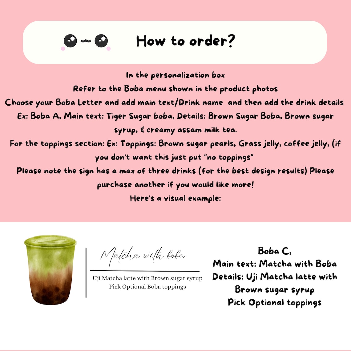 Editable Boba Tea Sign Template Bubble Tea Sign Menu for Birthday ...