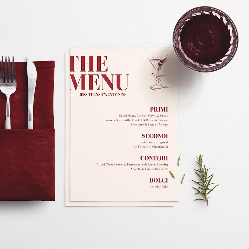 Menu Template | Custom Birthday Dinner | Editable Canva Design | DIY ...