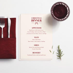 Christmas Menu | Custom Canva Template for Festive Holiday Dinner ...