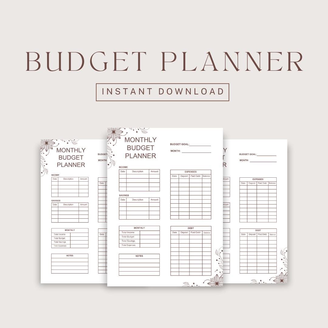 Printable Minimalist Monthly Budget Planner, A4 Downloadable PDF for ...