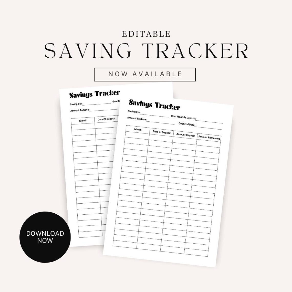 Printable Savings Tracker Sheet, Minimal and Clean Design, Track Your ...