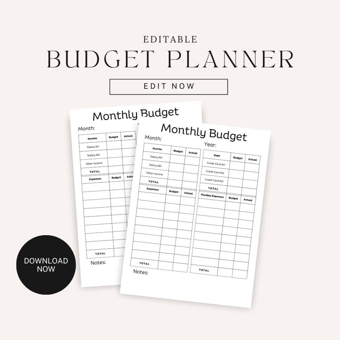 Digital Minimalist Monthly Worksheet, Modern Printable Home Accounting ...