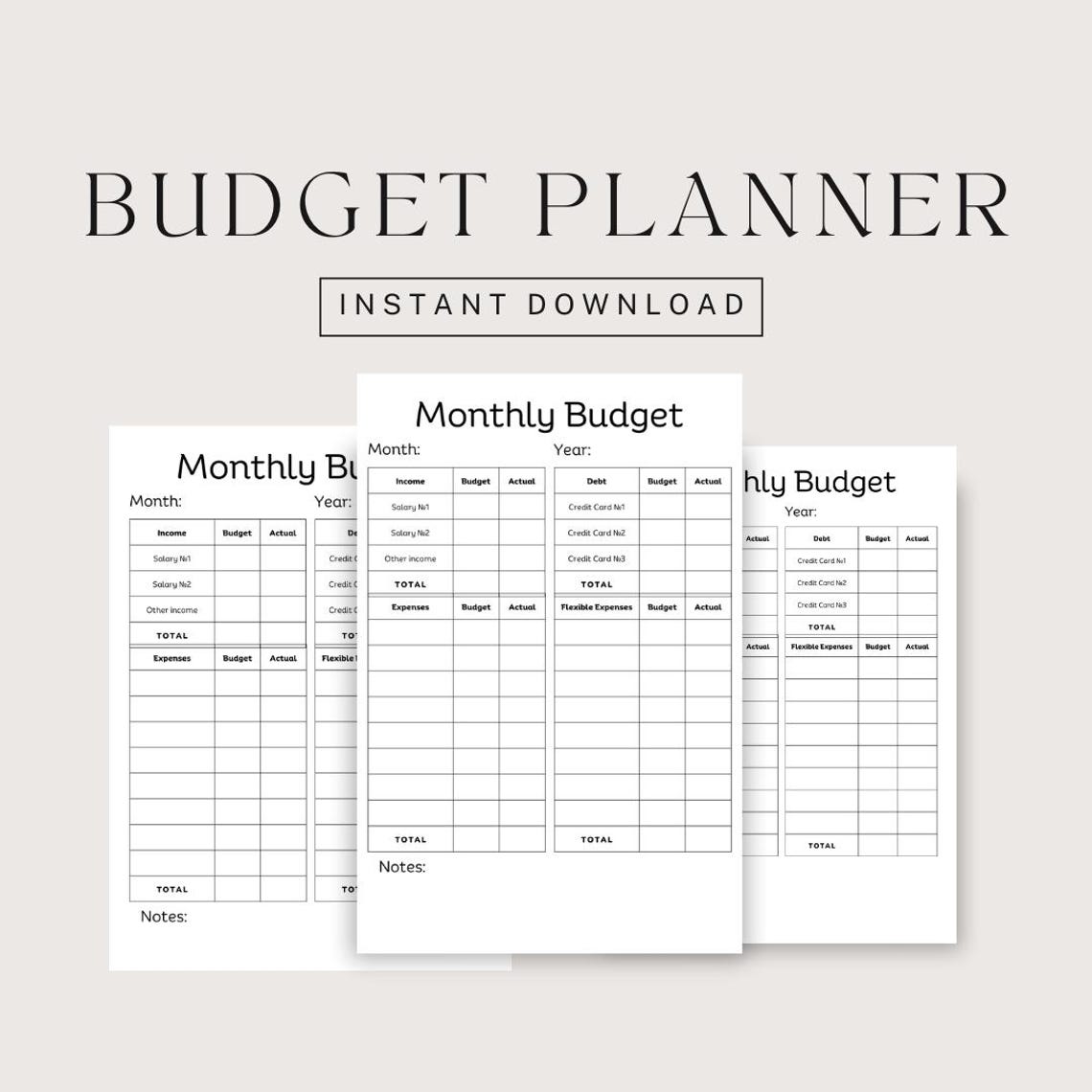 Digital Minimalist Monthly Worksheet, Modern Printable Home Accounting ...