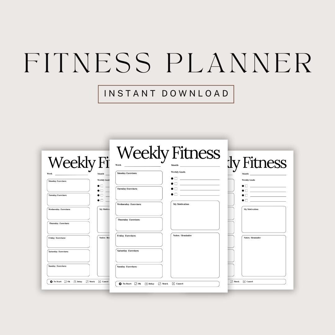 Editable Minimal Weekly Fitness Planner, Customizable A4 PDF Document ...