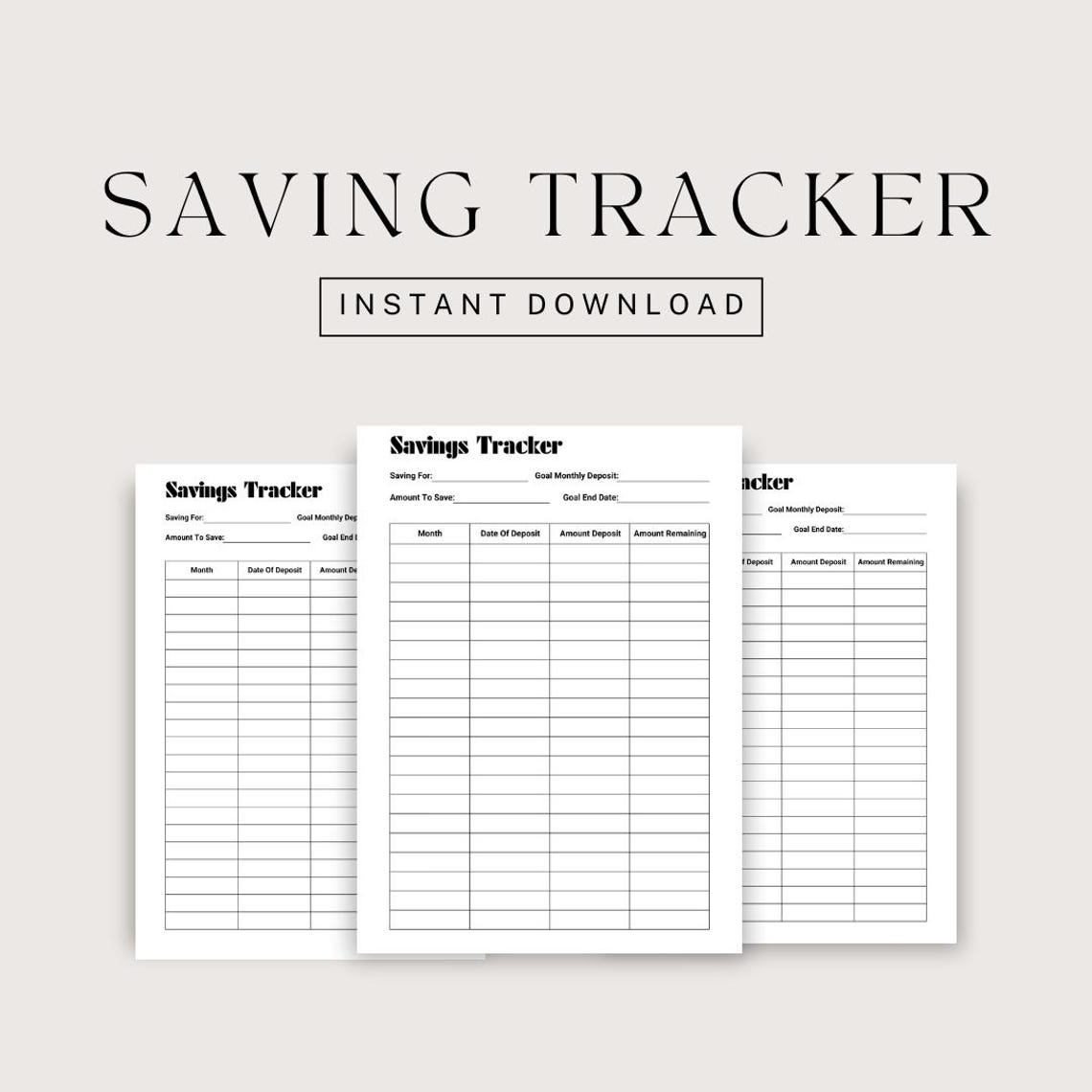 Printable Savings Tracker Sheet, Minimal and Clean Design, Track Your ...