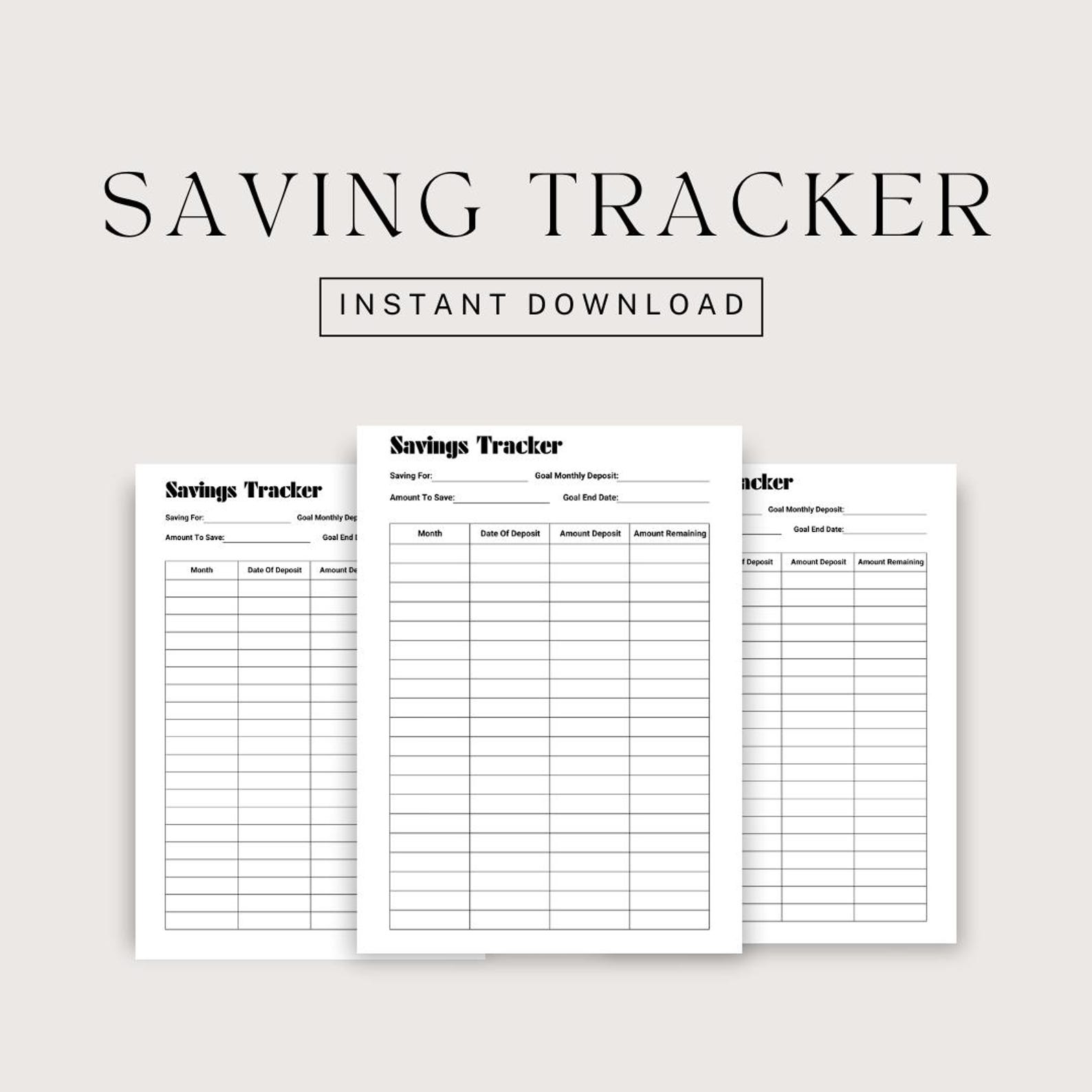Printable Savings Tracker Sheet, Minimal and Clean Design, Track Your ...