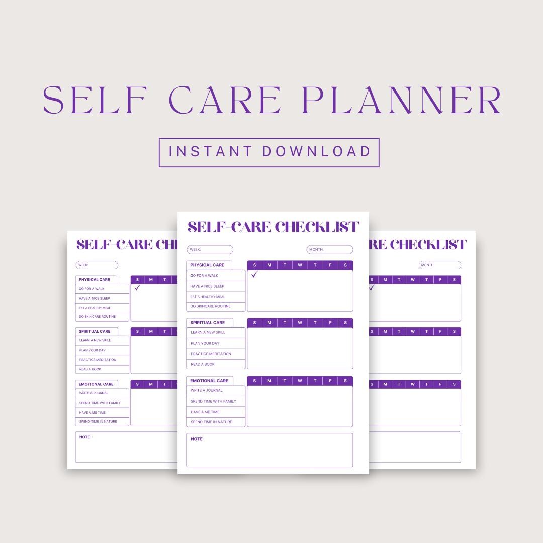 Digital Minimalist Self-care Checklist Planner, Downloadable A4 PDF for ...