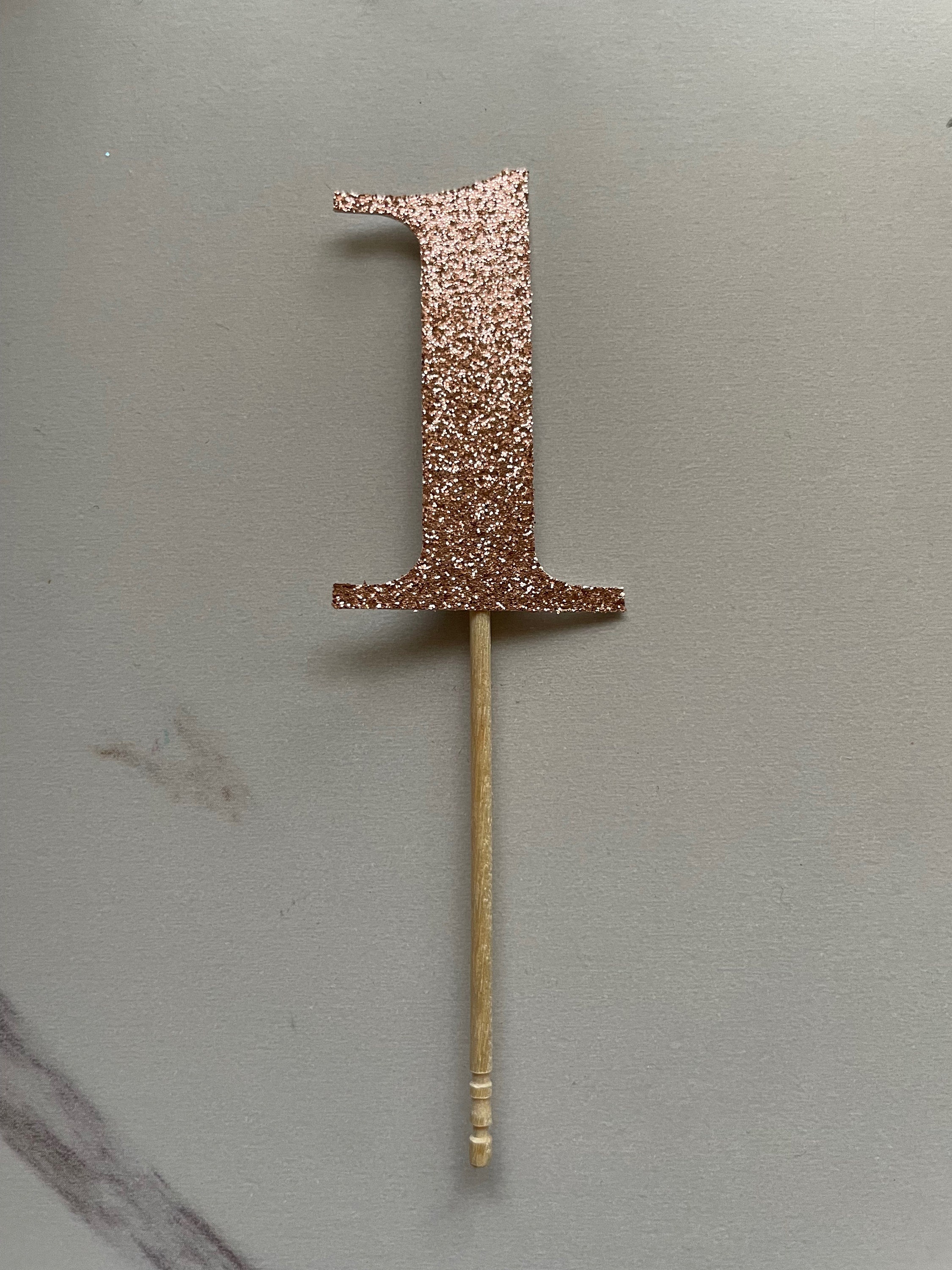 1st Birthday Cupcake Toppers, Custom Cupcake Toppers, Rose Gold Glitter ...