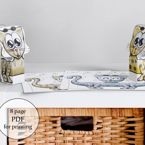 Foldable Cat Figures, Printable, Birthday Activity, Fun for Kids, 8 ...