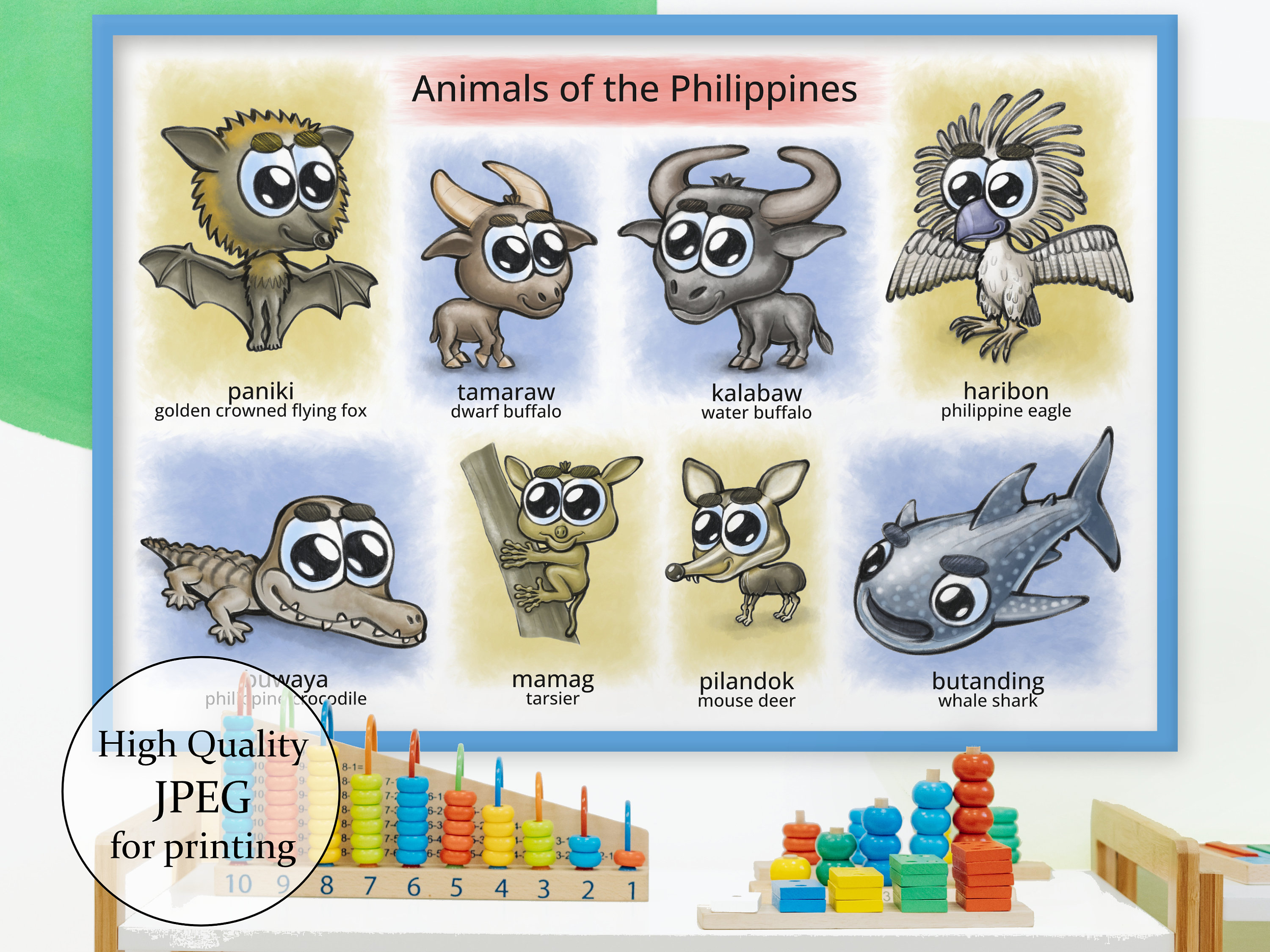Printable Philippine Animals Poster, High Quality JPEG for Large Prints ...