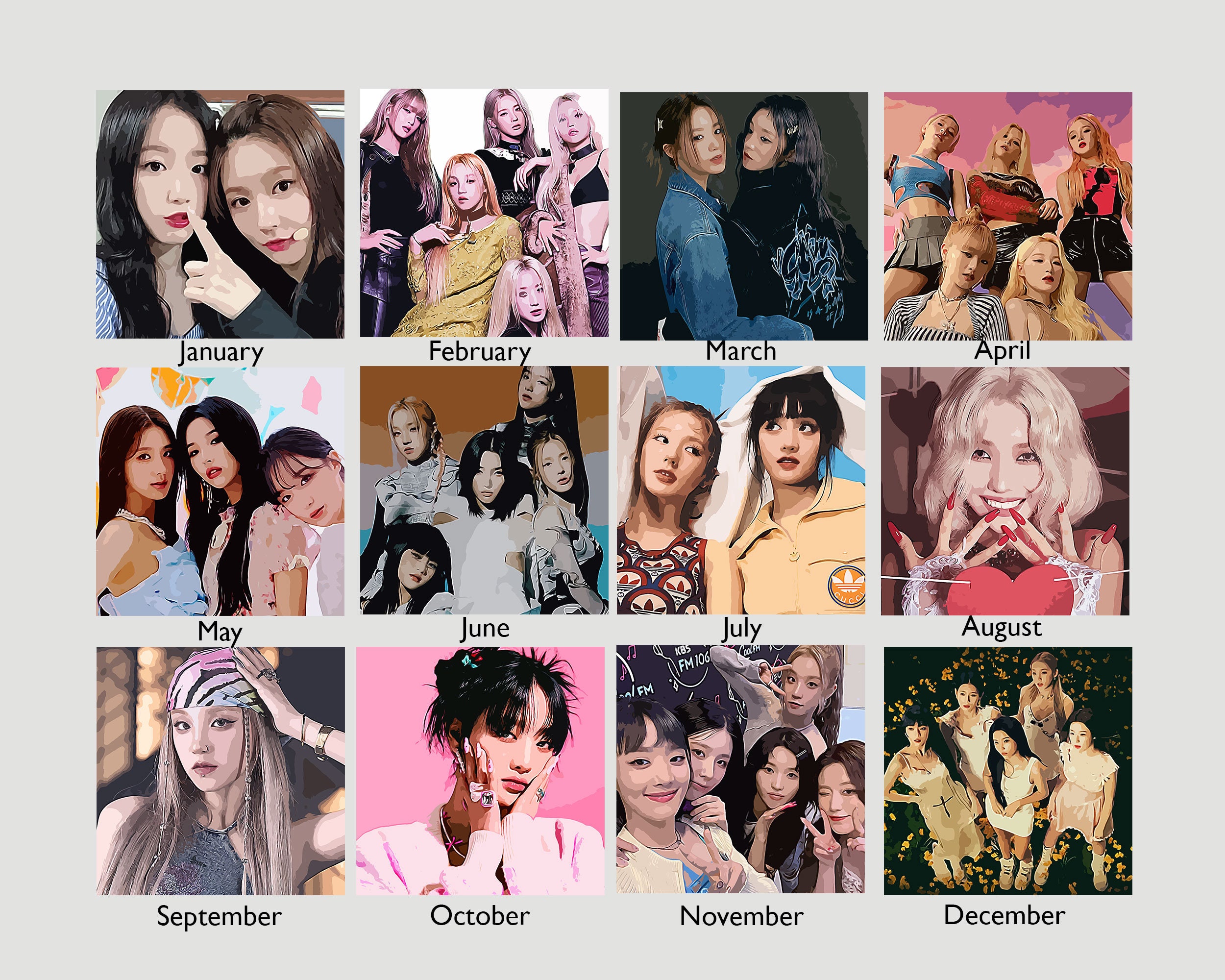 Gi-dle, 2024 Wall Calendar, Custom gi-dle Merch, K-pop, 12 Month ...