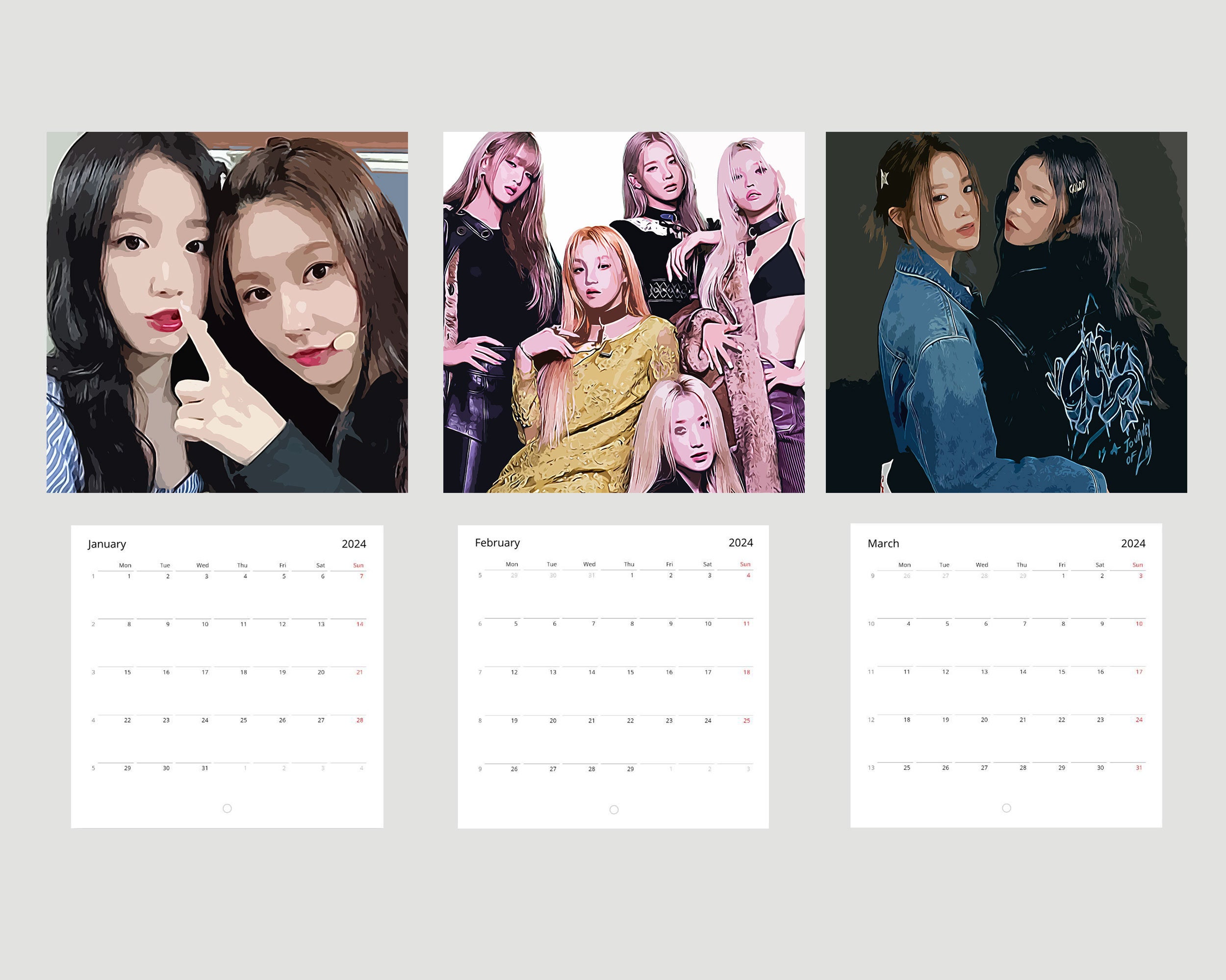 Gi-dle, 2024 Wall Calendar, Custom gi-dle Merch, K-pop, 12 Month ...