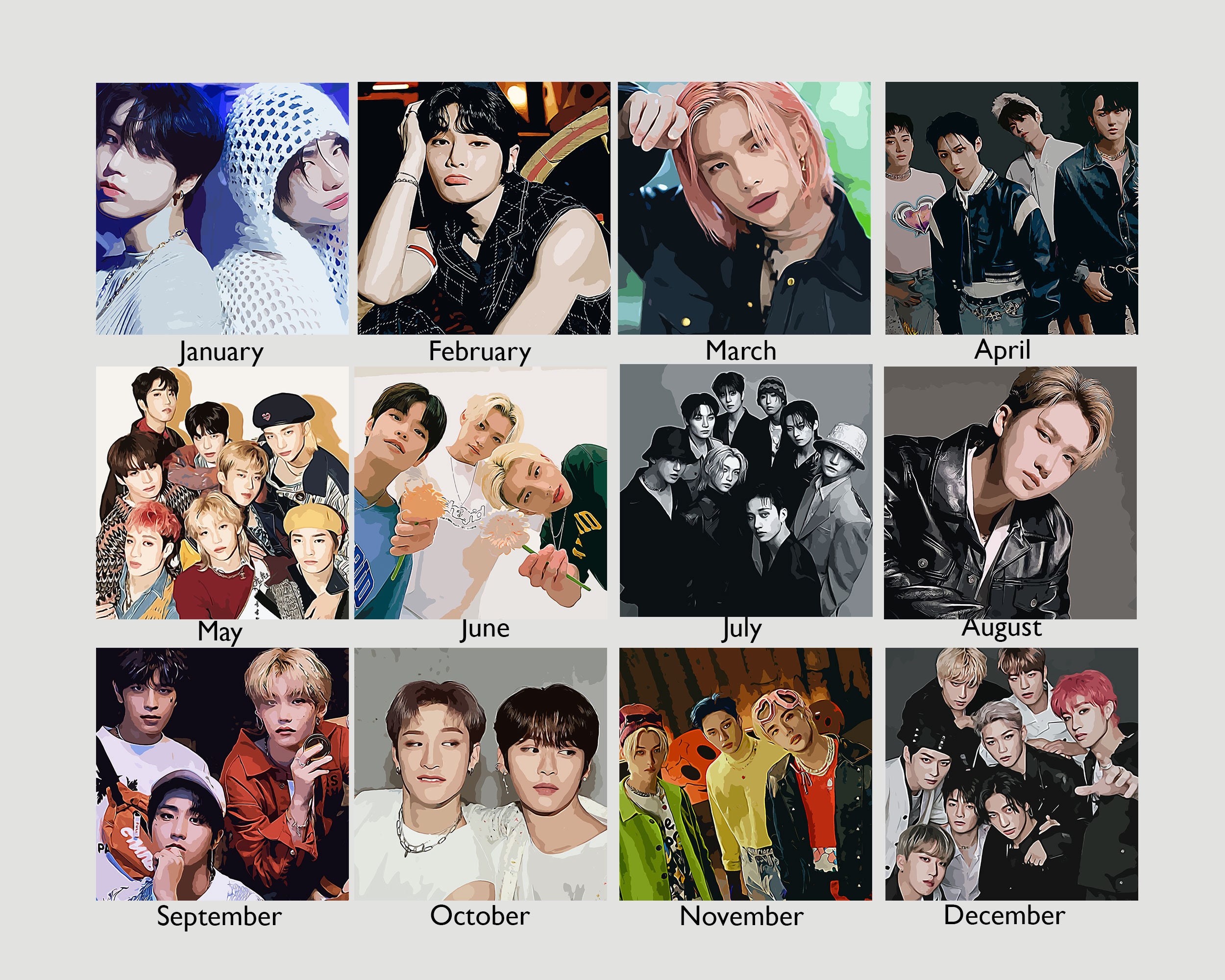 Stray Kids, SKZ, 2024 Calendar, Custom, Stray Kids STAYS, Merch, Kpop ...