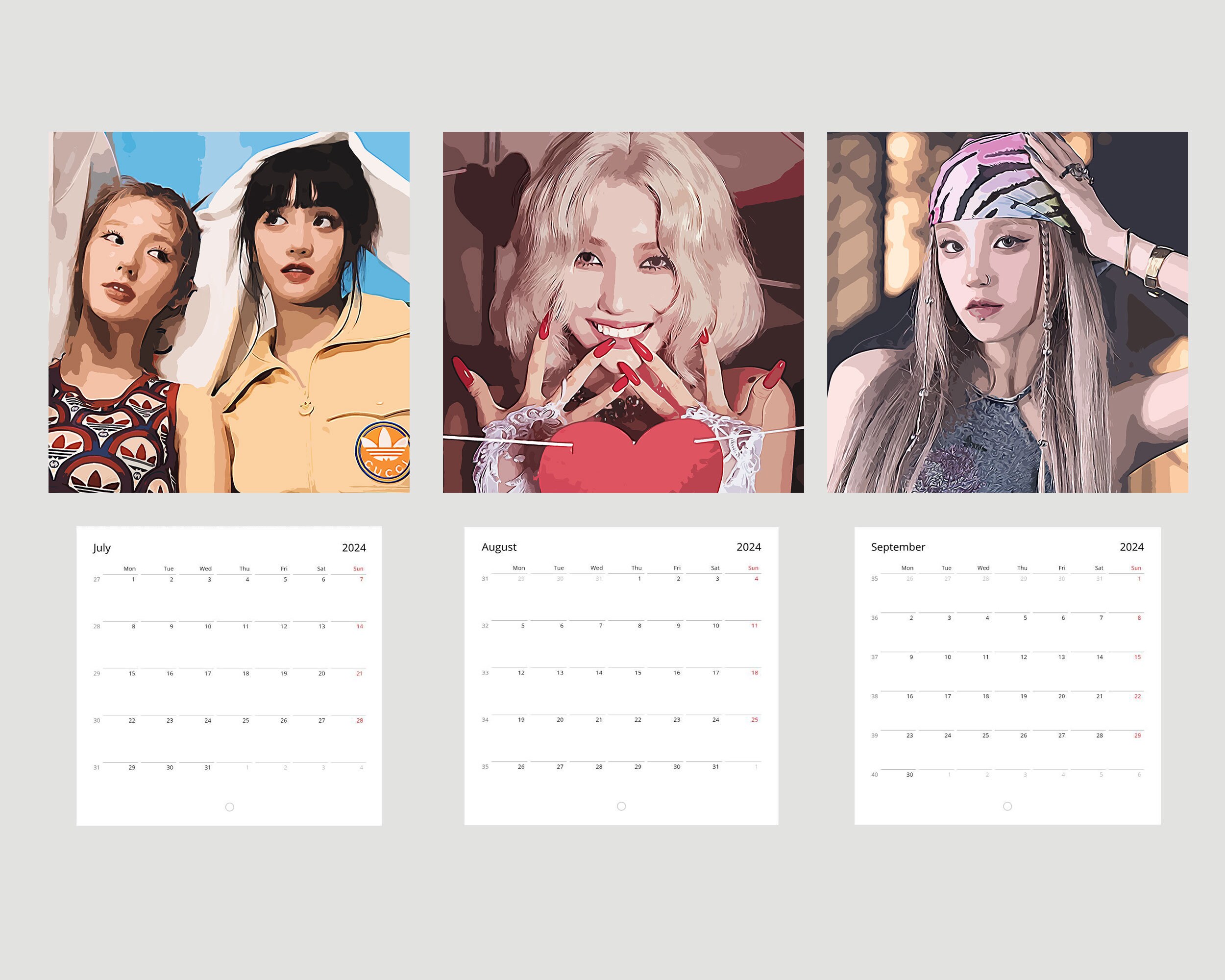 Gi-dle, 2024 Wall Calendar, Custom gi-dle Merch, K-pop, 12 Month ...