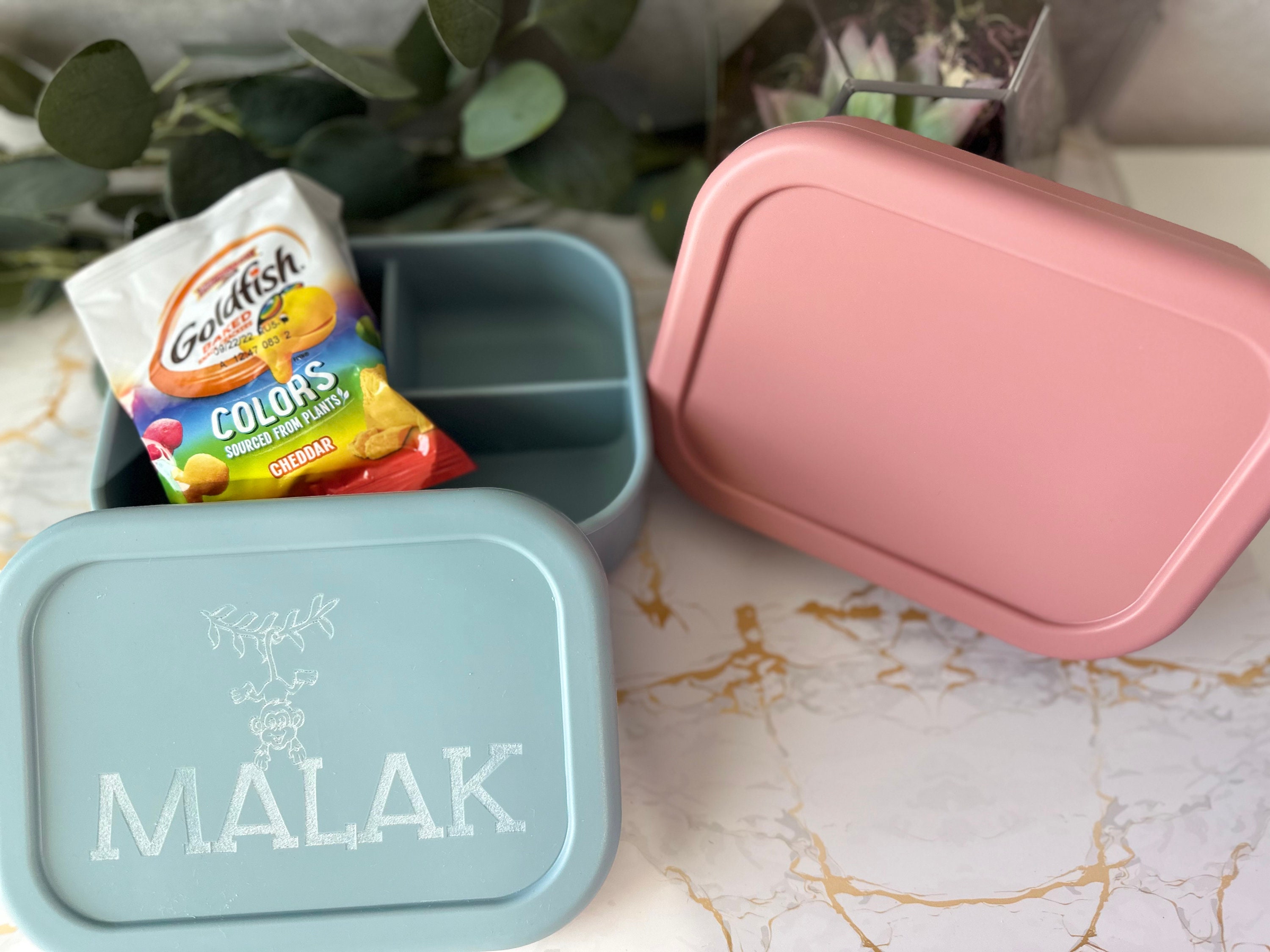 Custom Silicon Bento Lunch Box Personalized Meal Prep Container Toddler ...