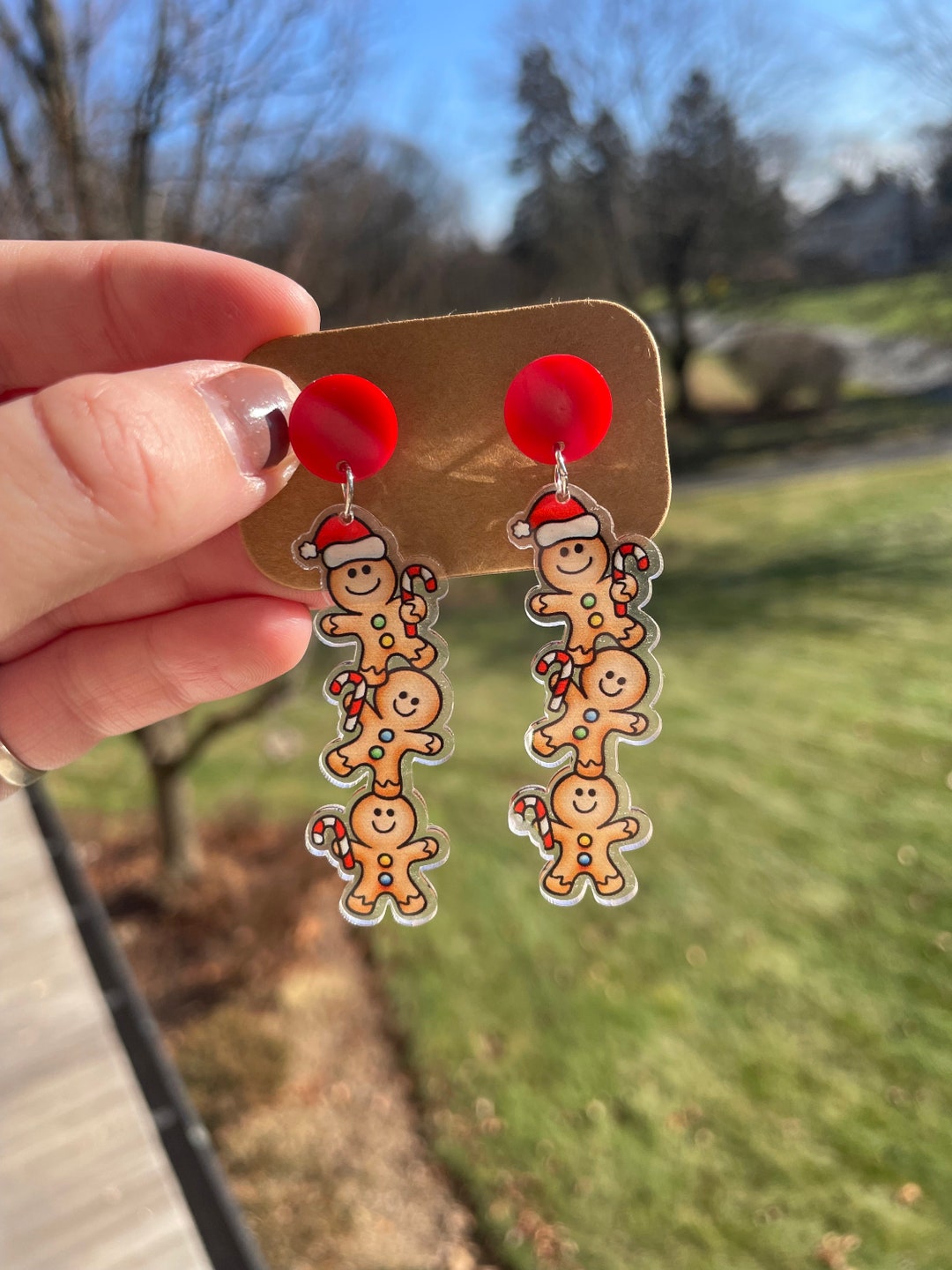 Gingerbread Man Earrings Christmas Dangle Earrings - Etsy