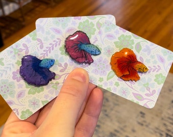 Black Betta Fish Enamel Pin, Betta Fish, Betta, Betta Pin, Fish Pin ...