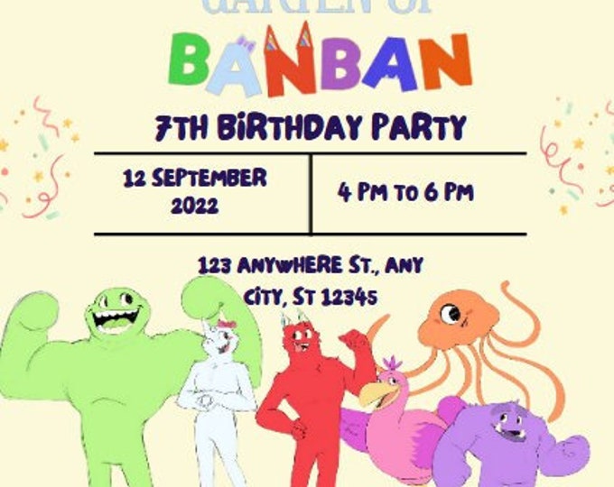 Garten of Banban Birthday Invitation: Customizable Digital Template ...