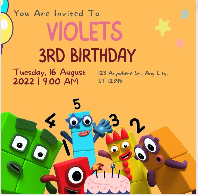 Numberblocks Birthday Invitation, Numberblocks Party, Printable and ...