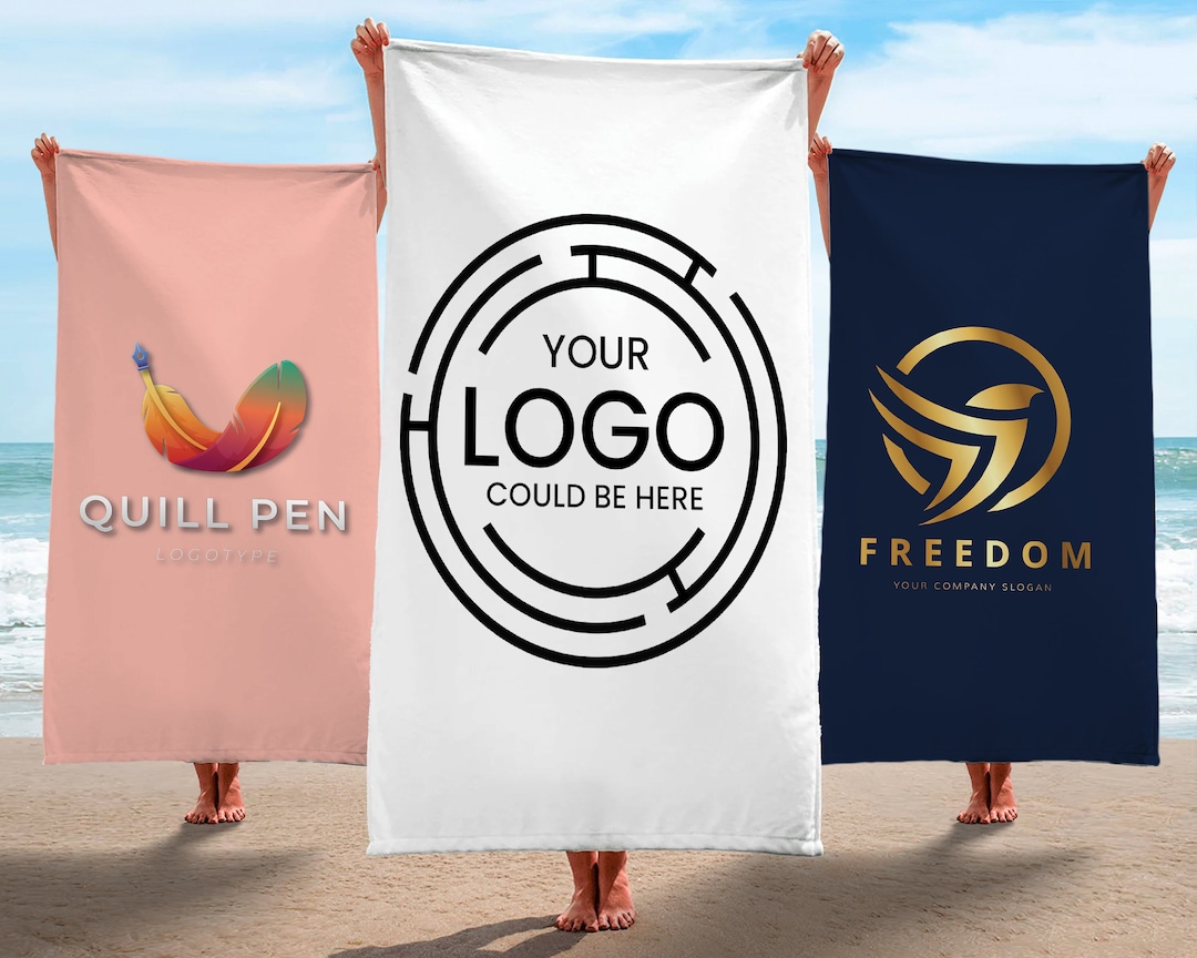 Personalized Logo Beach Towel, Custom Logo Design Baseball Basketball ...