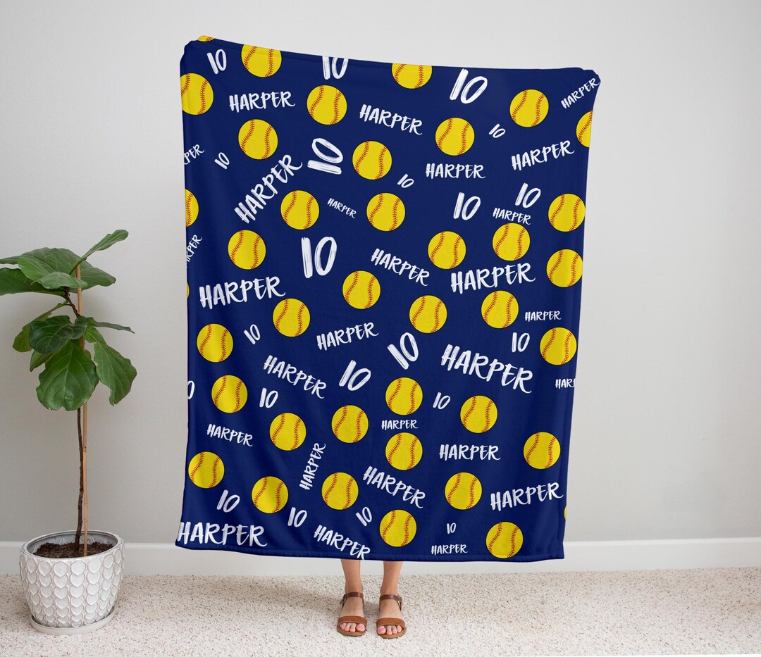 Personalized Softball Blanket: Custom Name & Number Team Gift - Etsy