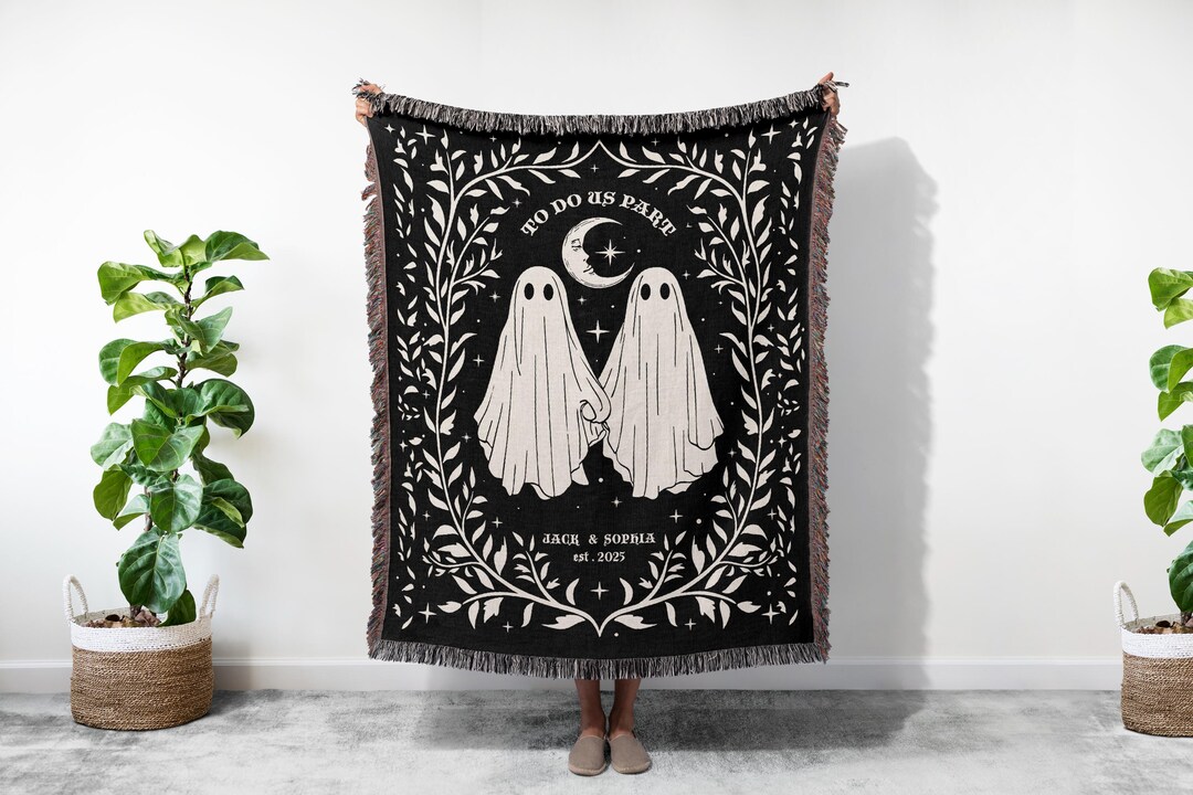 Personalized "til Death" Woven Blanket: Spooky Ghosts Couple Throw - Etsy
