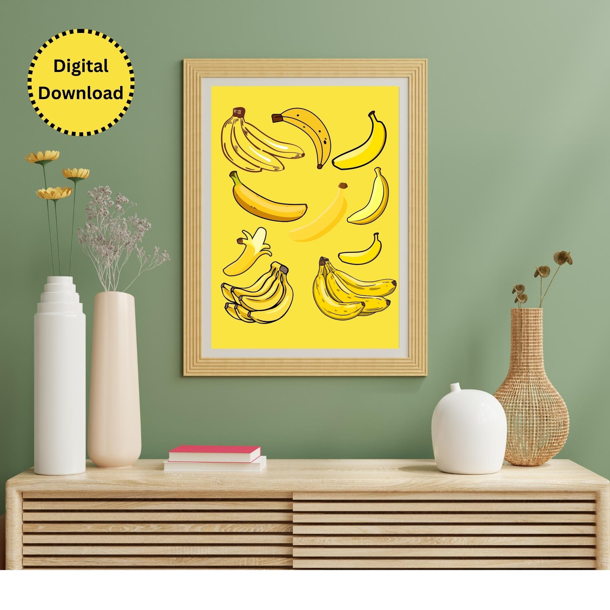 BANANA WALL ART, Banana Printable, Fruit Wall Art,kitchen Wall Decor ...