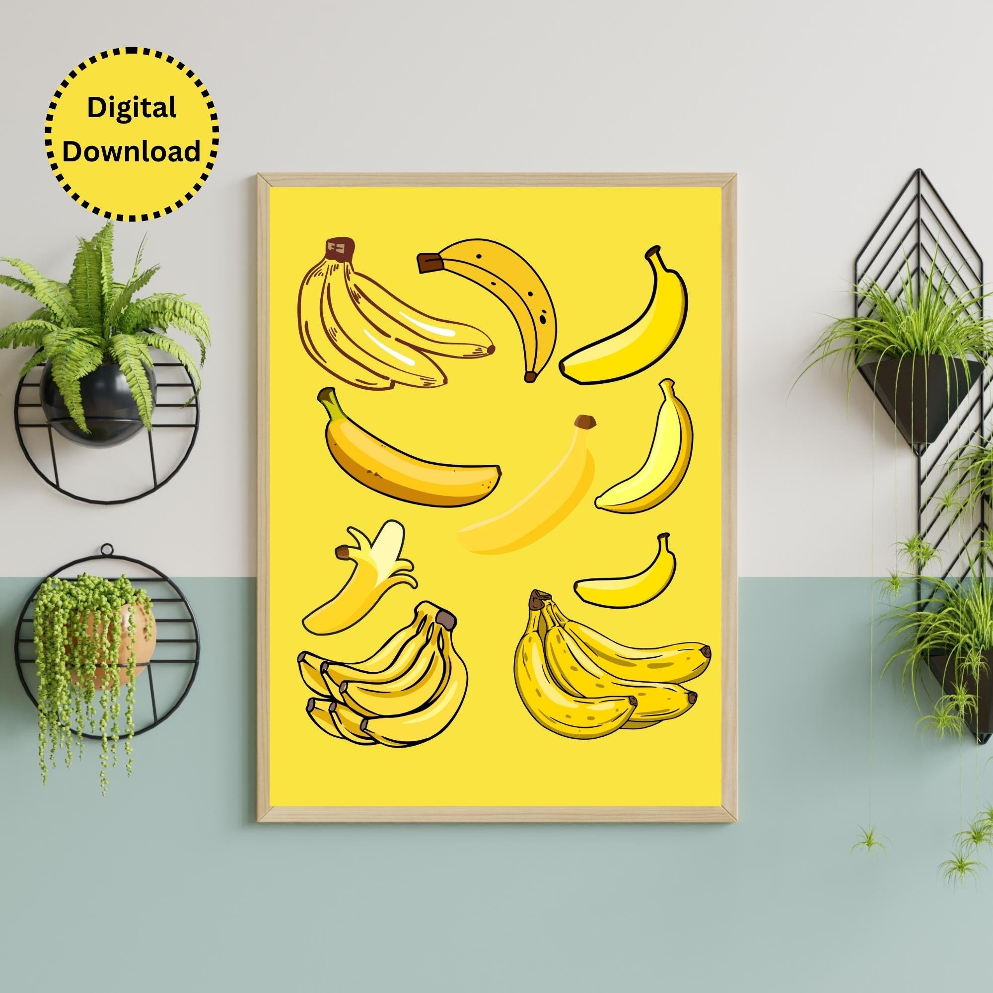 BANANA WALL ART, Banana Printable, Fruit Wall Art,kitchen Wall Decor ...
