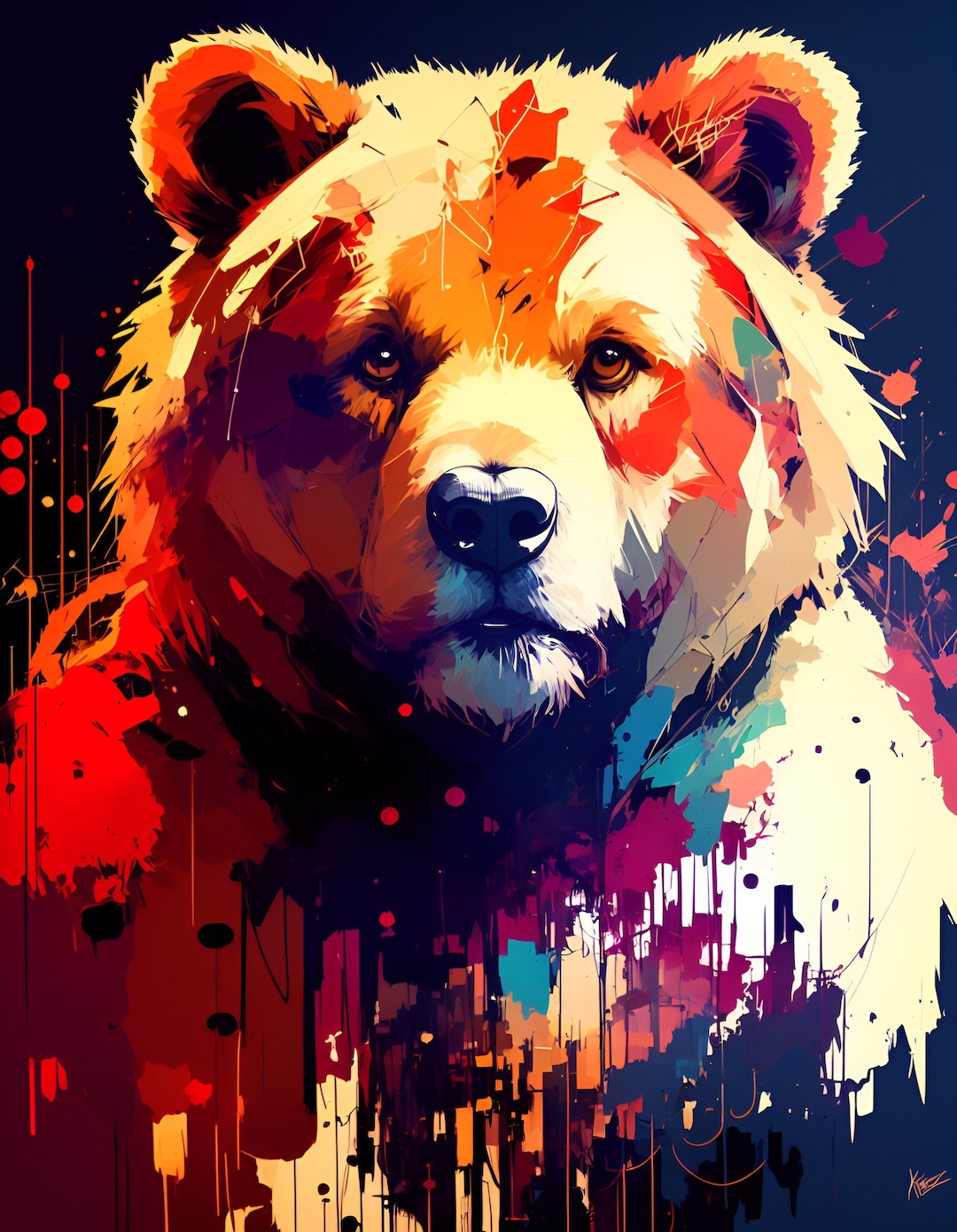 Abstract Art - Brown Bear - Etsy