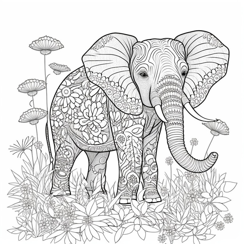 Elephant | Coloring Book Page | Instant Download - Etsy