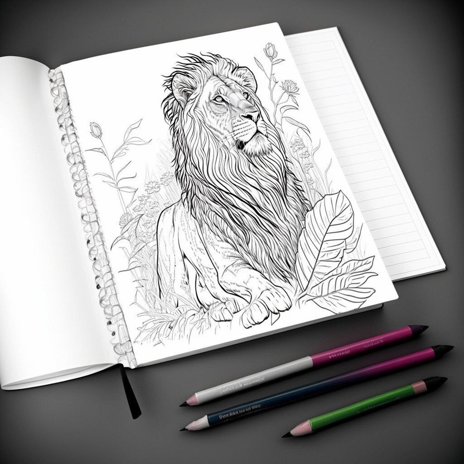 Lion | Coloring Book Page | Instant Download - Etsy