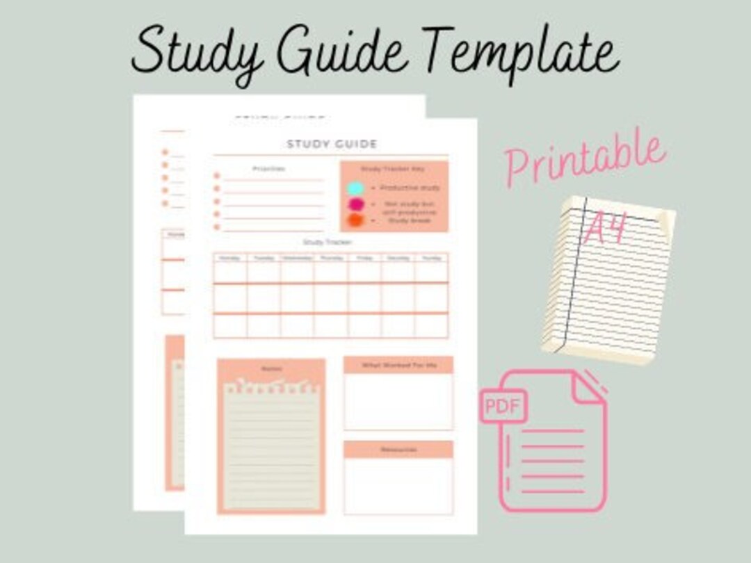 Study Guide Template Digital Printout School Planner A4 - Etsy