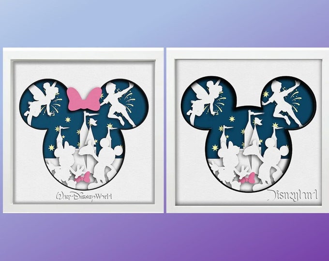 Mickey and Minnie, Shadow Box, 3D Cut, Cricut - Etsy