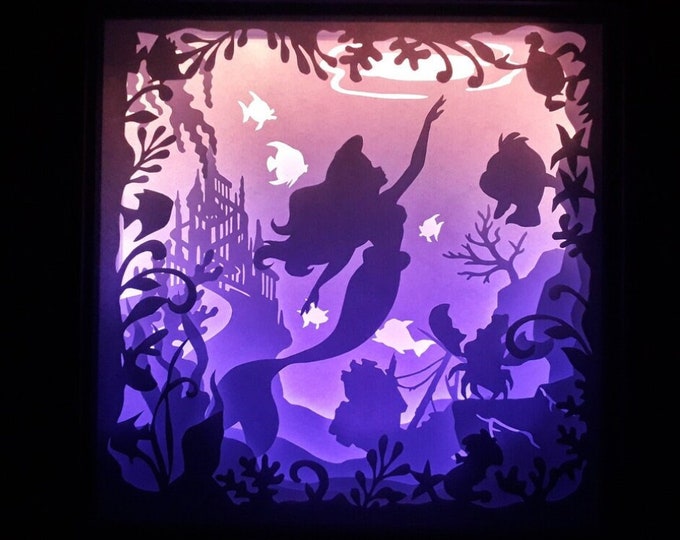 The Little Mermaid, Ariel, Beach Life, Decorative Shadow Box Shadowbox ...