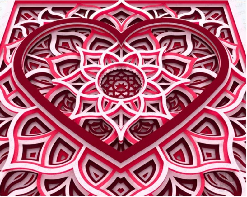 3D SVG Heart Mandala, 3D Layered SVG Heart, Shadow Box Heart - Etsy
