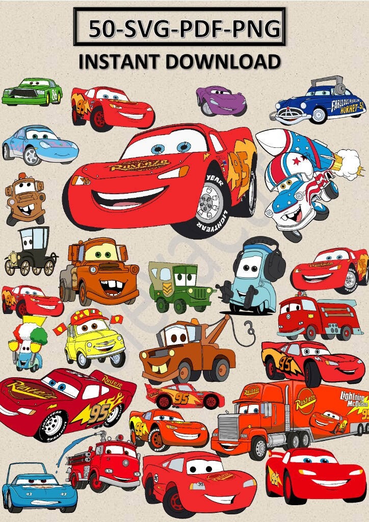 Lightning Mcqueen Svg, Cars Svg Files for Cricut, Clipart, Lightning ...