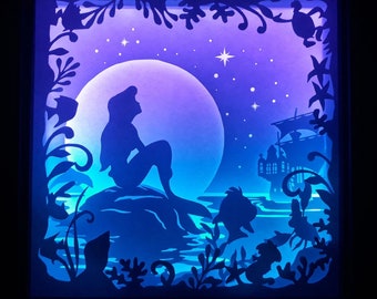 Mermaid Shadow Box SVG PDF PNG Paper Cutting Instant Download Template ...