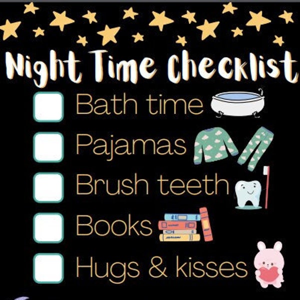 Night Time Checklist - Etsy