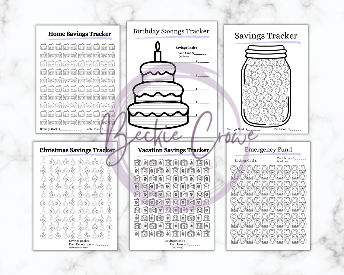Savings Tracker Printable, Emergency Fund Savings Tracker, Savings ...