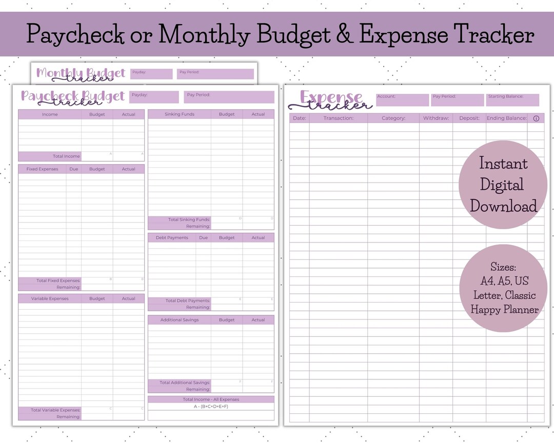 Paycheck Budget Planner, Monthly Budget Planner, Budget by Paycheck ...