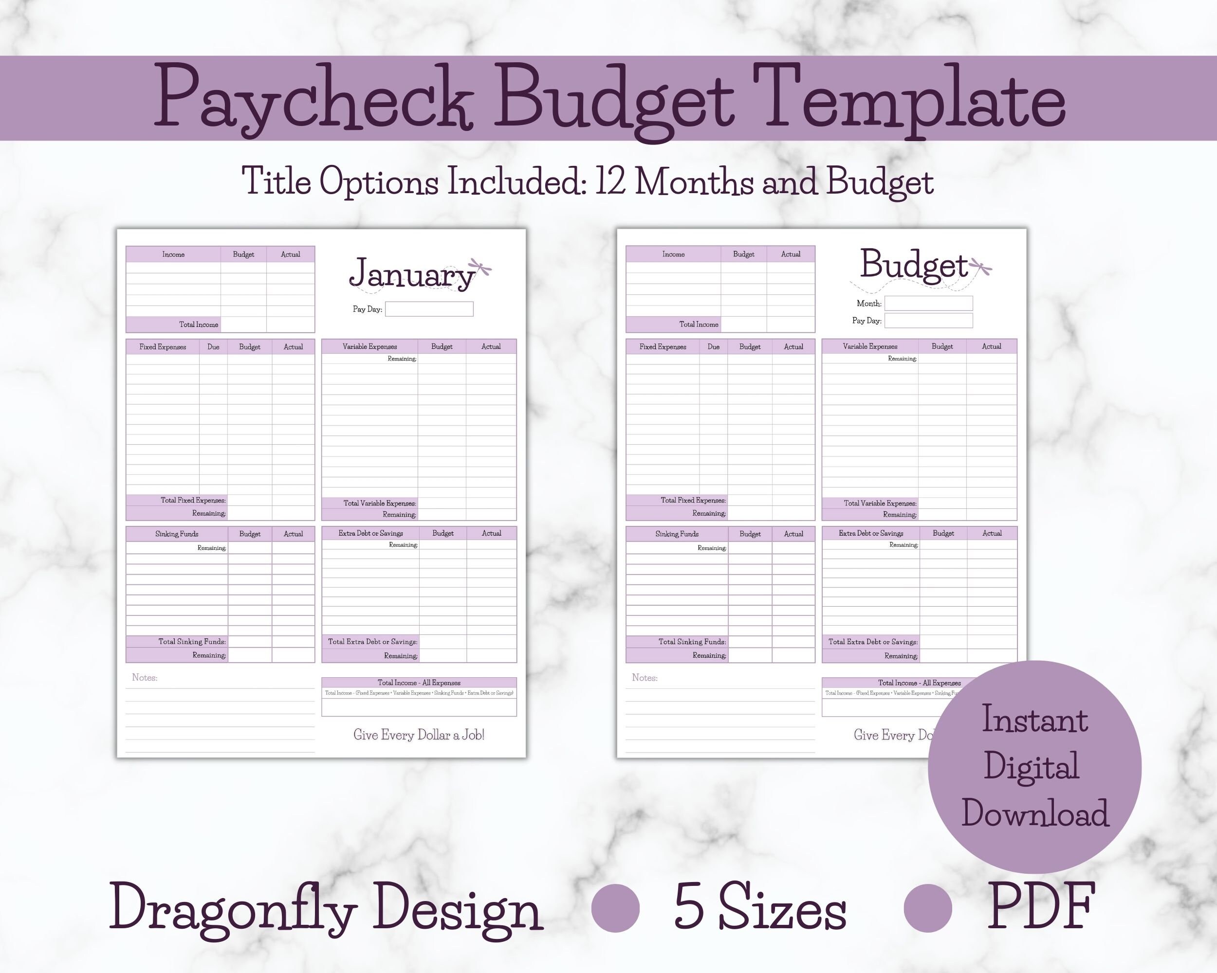 Paycheck Budget Planner, Printable, Budget by Paycheck, Budget Template ...