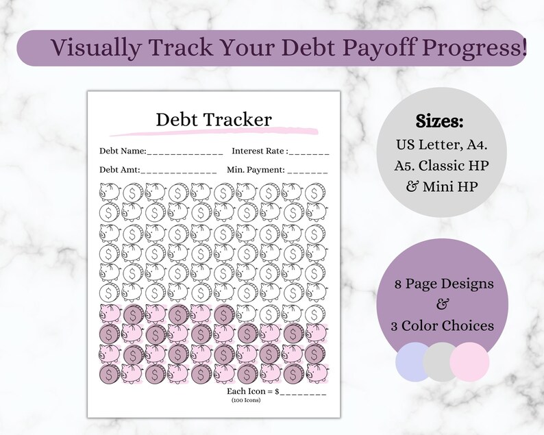 Printable Debt Tracker, Budget Planner, Debt Snowball, Debt Planner ...