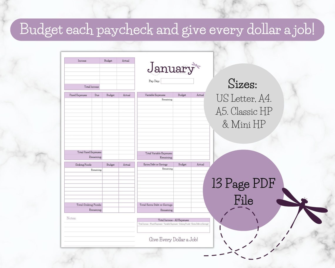 Paycheck Budget Planner, Printable, Budget by Paycheck, Budget Template ...
