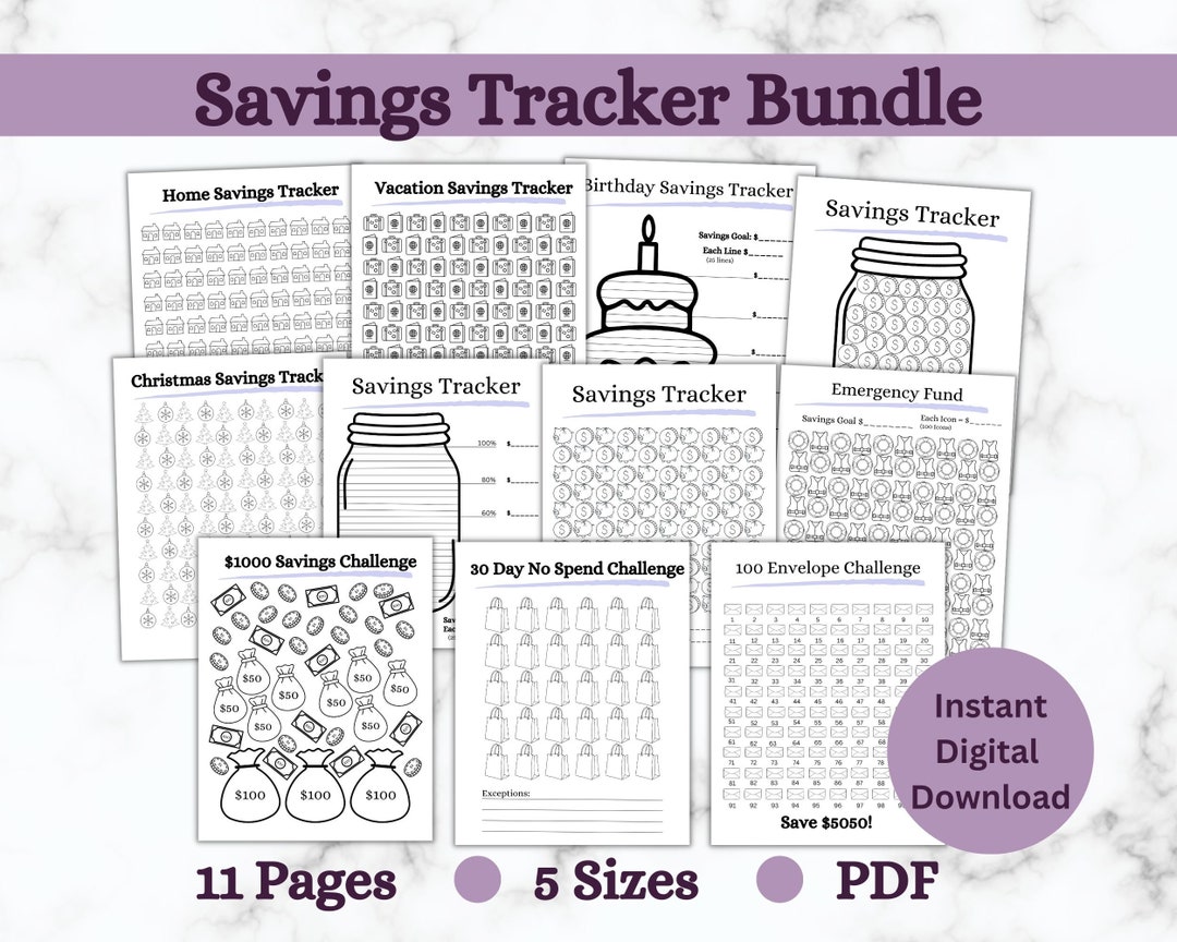 Savings Tracker Printable, Emergency Fund Savings Tracker, Savings ...
