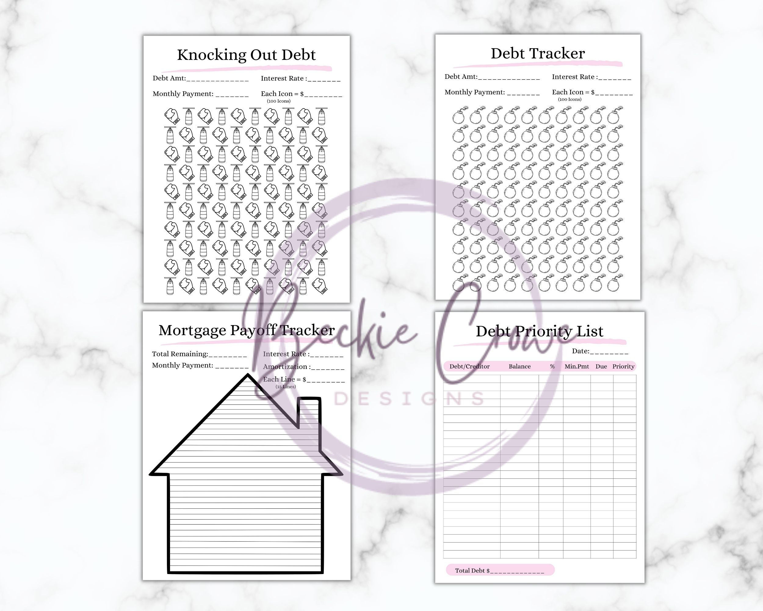 Printable Debt Tracker, Budget Planner, Debt Snowball, Debt Planner ...