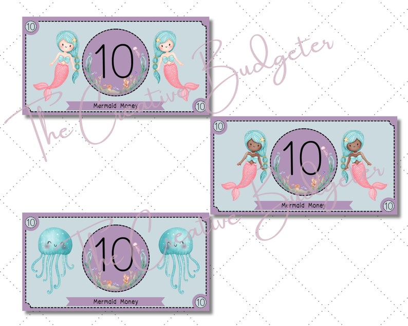 Mermaid Play Money, Allowance and Chore Rewards, Kids Money Management ...