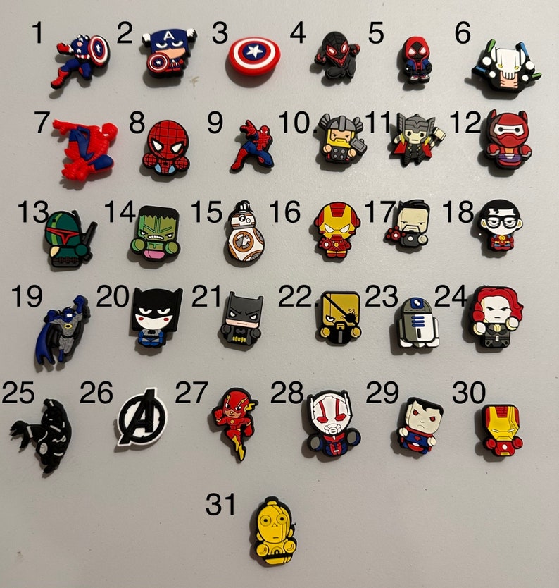 Superhero / Marvel DC Croc Charms Shoe Pins - Etsy