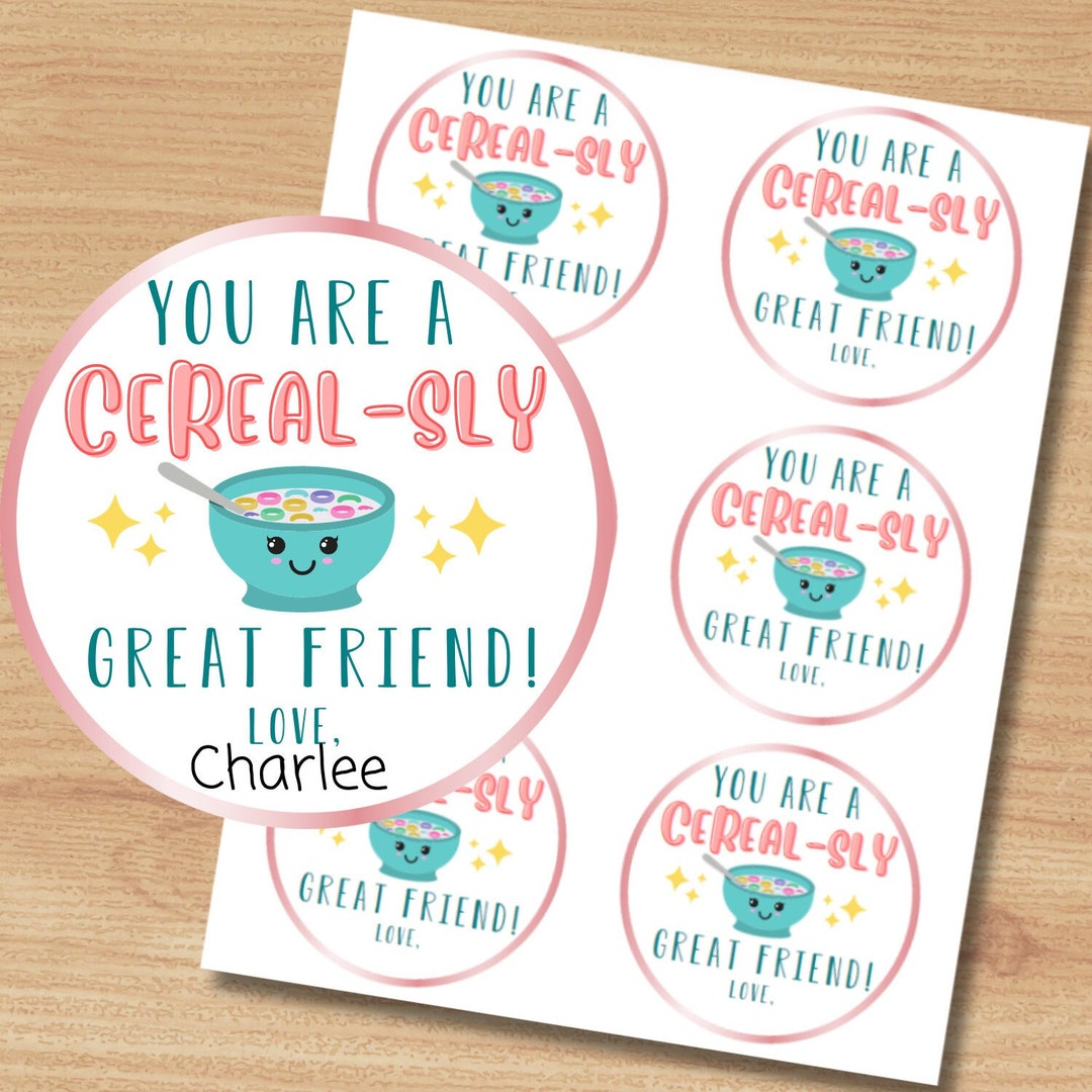 PRINTABLE DIGITAL DOWNLOAD Valentine Tag Cereal-sly Great Friend Cute ...