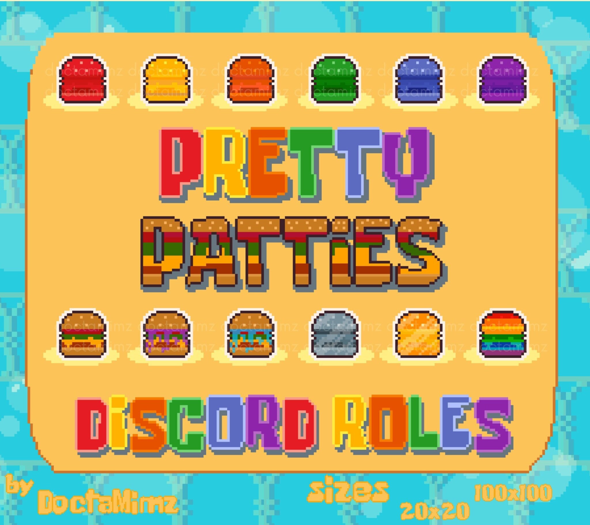 Assorted Krabby Patty | Set of 12 Pixel Discord Role Icons [digital ...