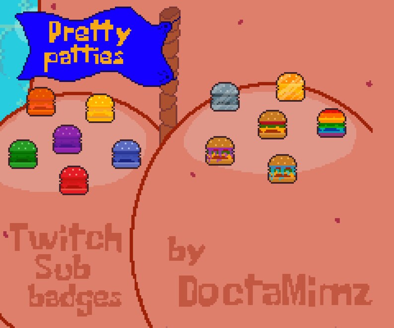 Twitch Sub Badges Set of 12 Assorted Krabby Patty Twitch Badges Digital ...